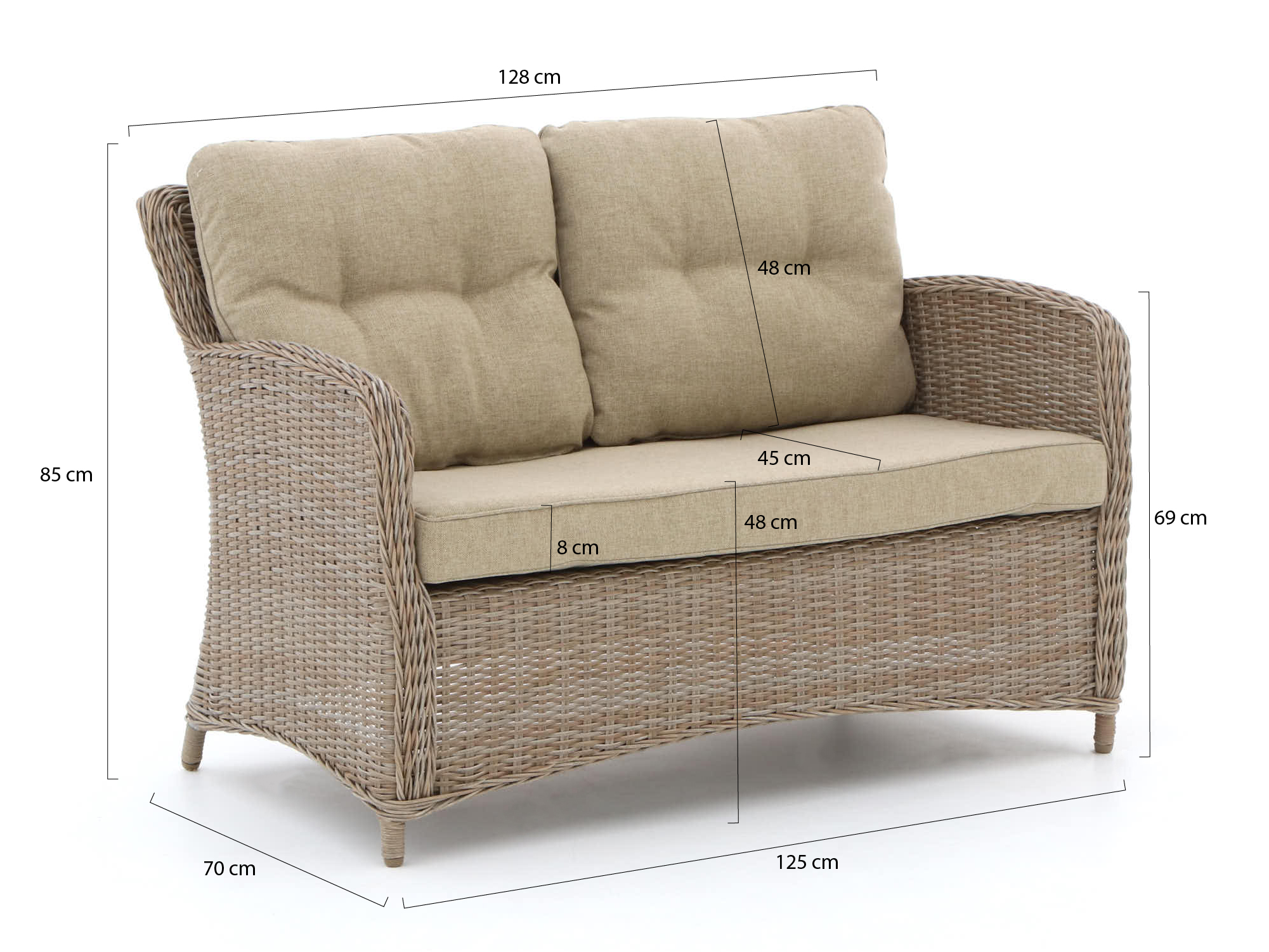 Intenso Leone lounge tuinbank 128cm - Kubu (incl. kussens Sand) - Kees Smit
